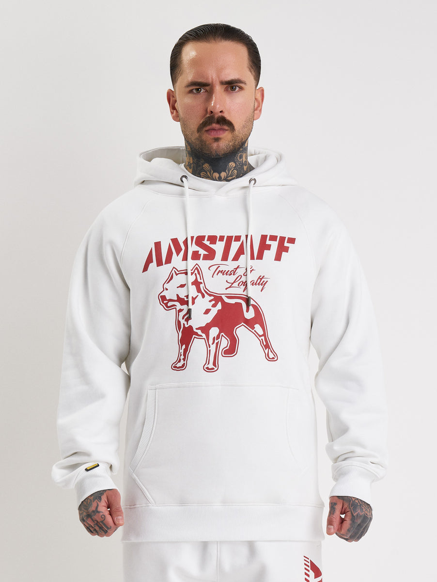 Amstaff Logo 2.0 Hoodie White Red - Bold & Urban – Amstaff Wear