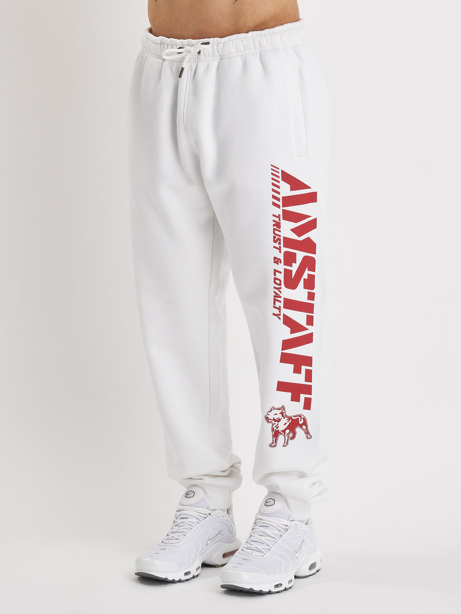 Amstaff Logo 2.0 Sweatpants White Red - Clean Look mit Power – Amstaff Wear